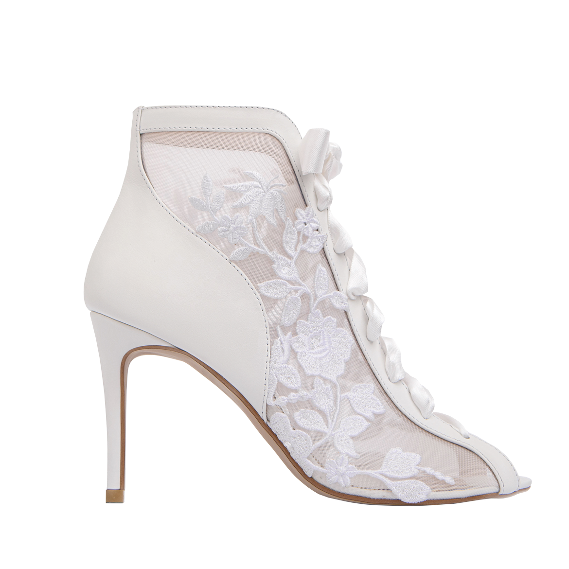 Aukštakulniai vestuviniai bateliai žiemai - 10cm pakulne, Flower laces ...